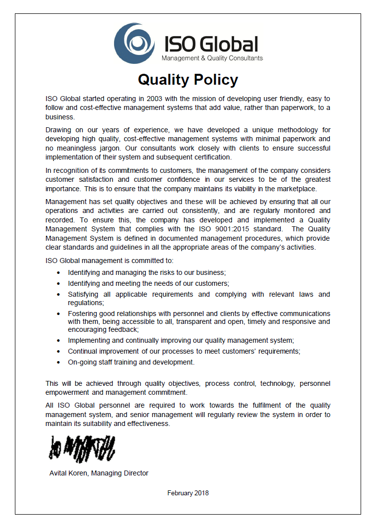 Our Quality Policy